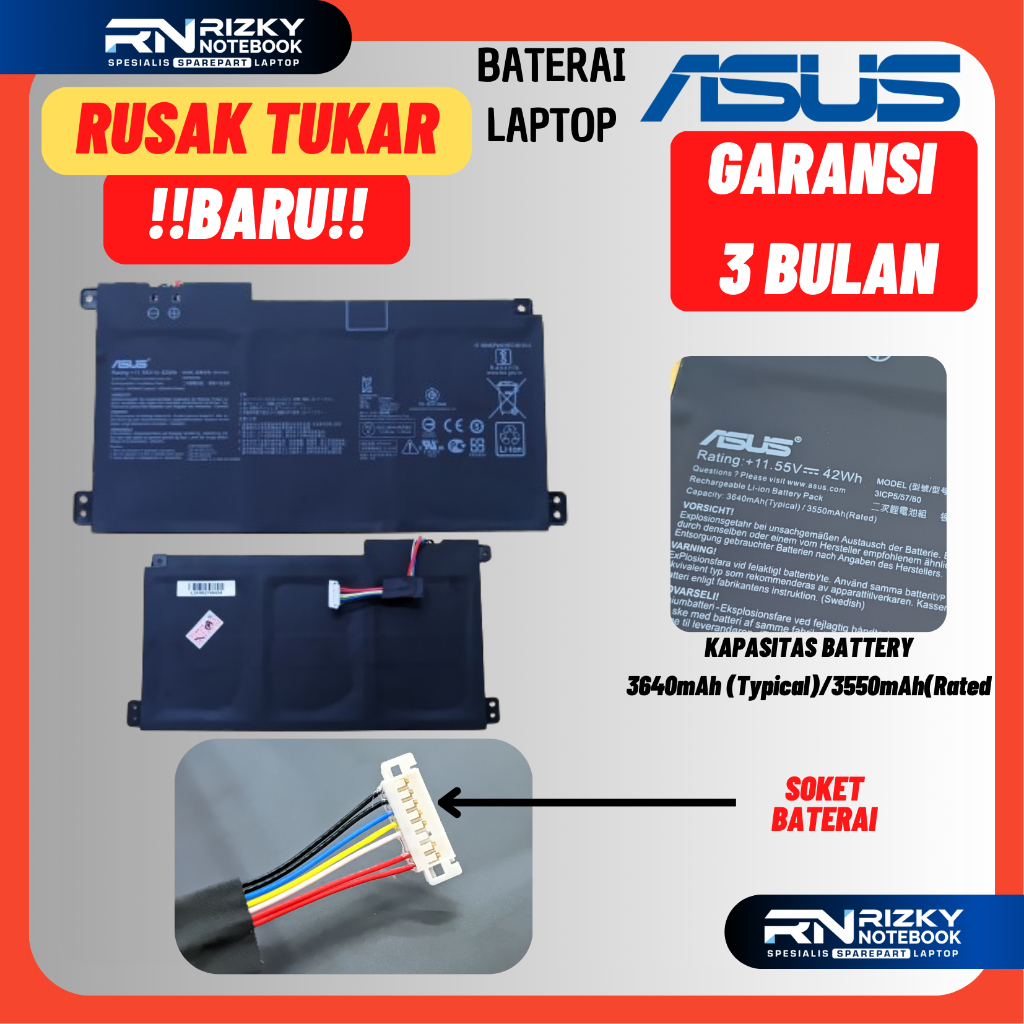 Jual Baterai LAPTOP Asus Vivobook 14 E410 E410M E410MA E510MA B31N1912 C31N1912 | Shopee Indonesia