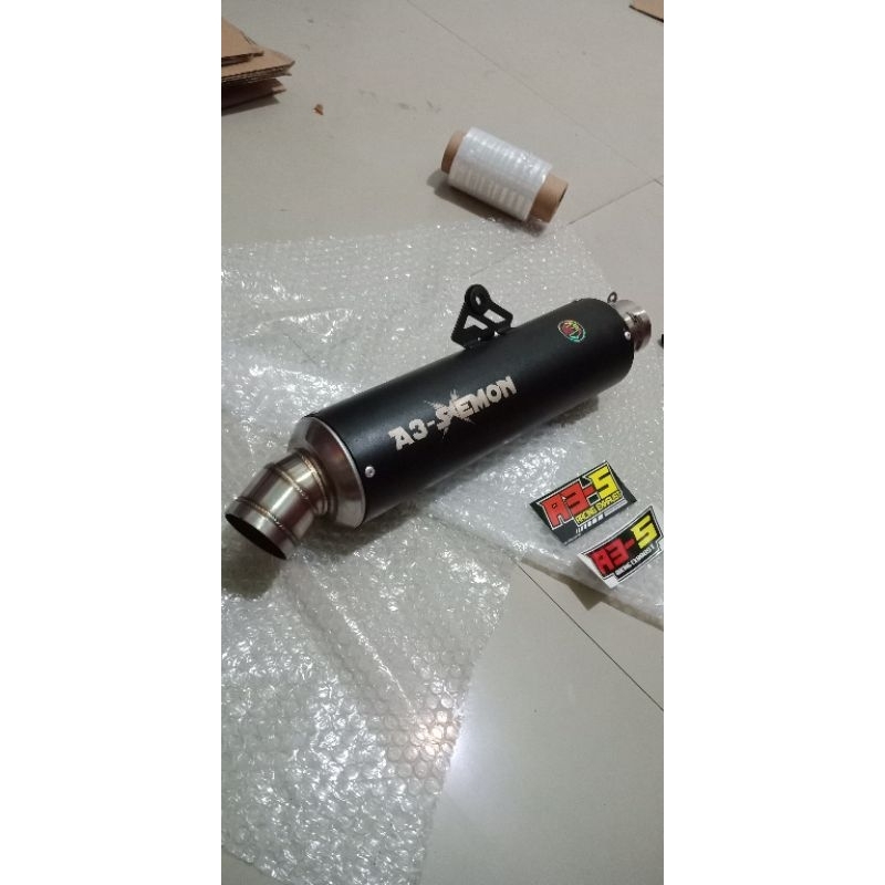 Jual slincer knalpot bulat jenong tabung 30cm black coting a3-s free ...