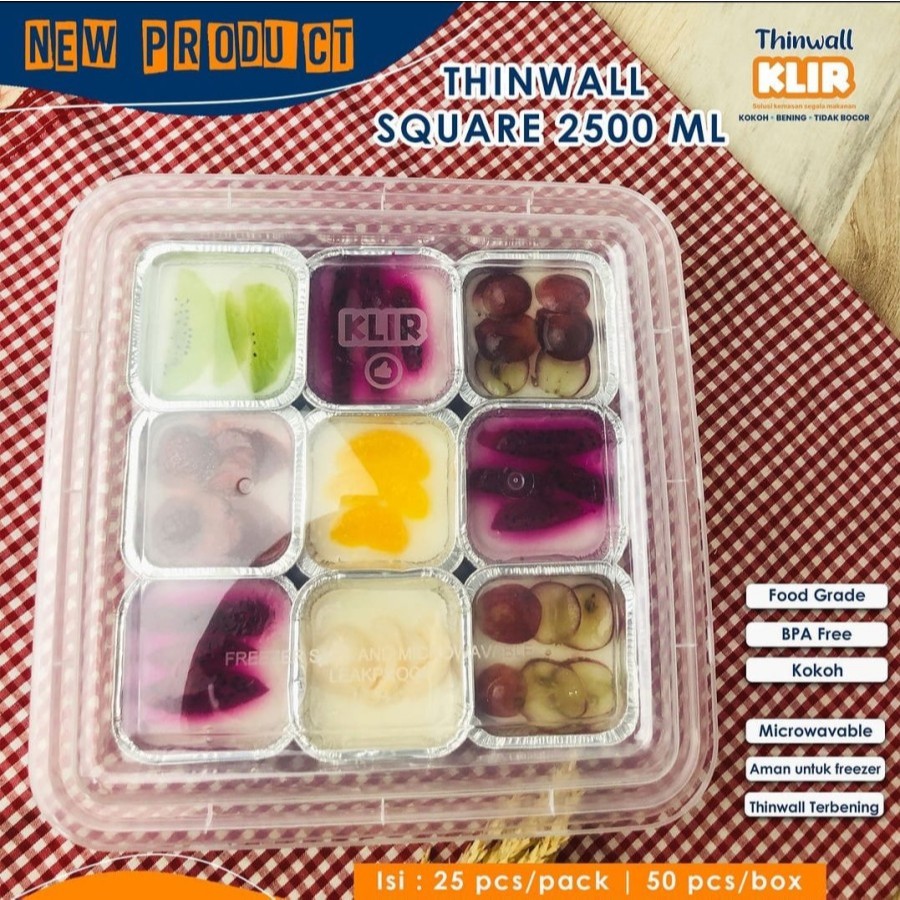 Jual THINWALL Square 2500ml Kotak 2500 ml KLIR | Shopee Indonesia