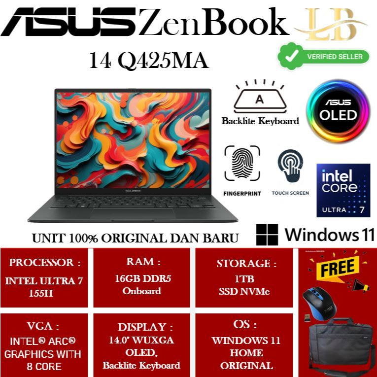 Jual Laptop Ultrabook Asus Zenbook 14 Q425MA Intel Core Ultra 7 155H ...