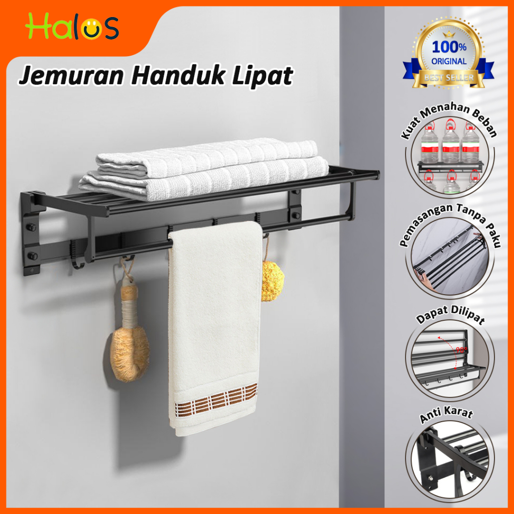 Jual HALUS Gantungan Handuk Lipat Aluminium Foldable Towel Rack Rak ...