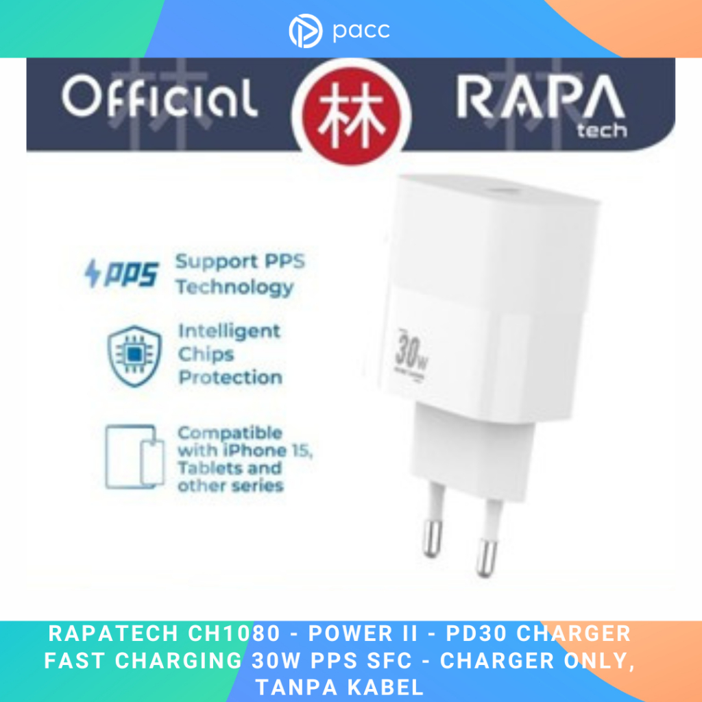 Jual RAPAtech CH1080 - Power II - PD30 Charger Fast Charging 30W PPS ...