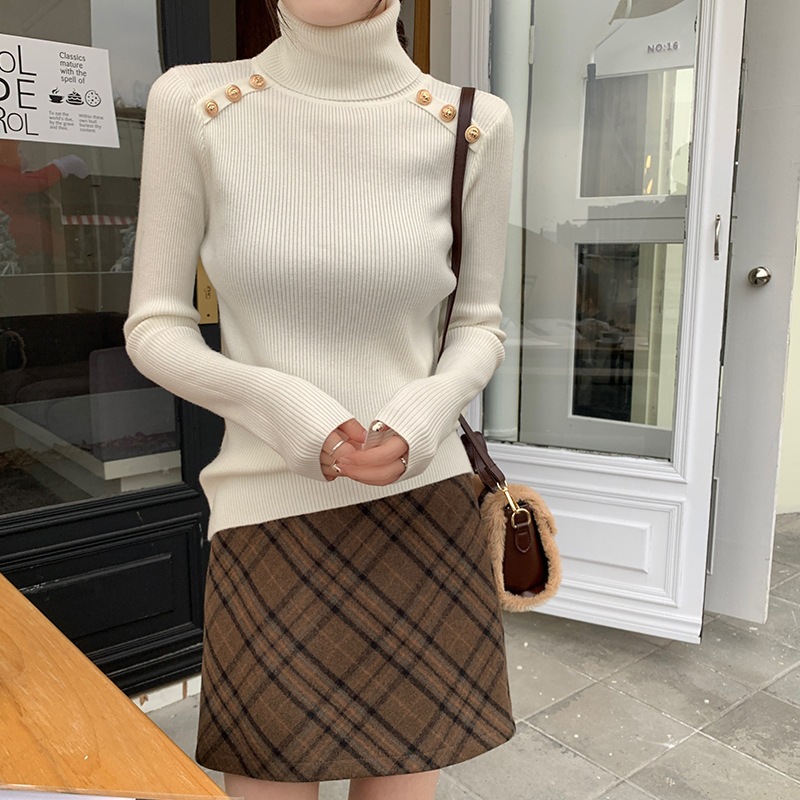 Jual Kaos Inner Rajut Wanita Rajut Lengan Panjang | Manset Turtleneck ...