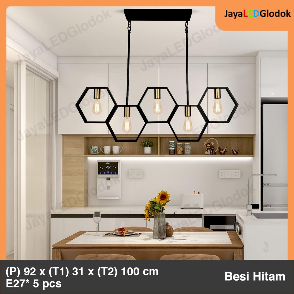 Jual Lampu Gantung Minimalis Ruang Tamu Meja Makan Industrial Kotak Hitam 80 | Shopee Indonesia