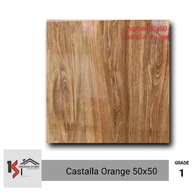 Jual Keramik 50x50 lantai motif kayu glossy wood licin jupiter castalla series | Shopee Indonesia