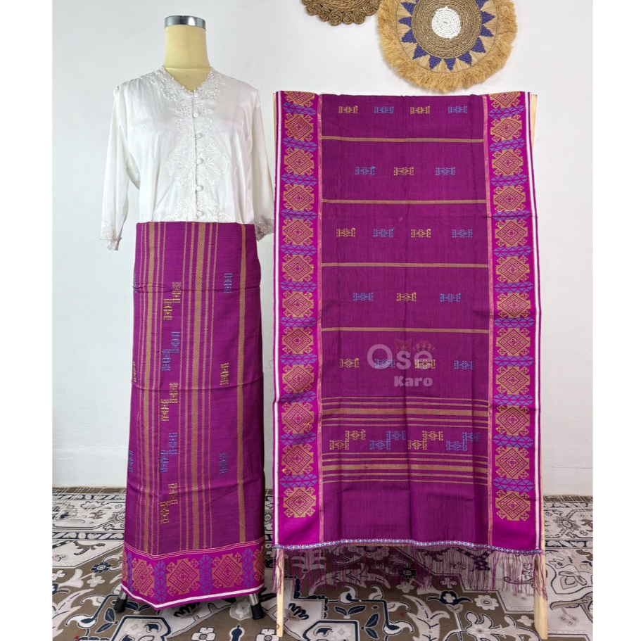 Jual Set Uis Nipes Karo Motif Indung Bayu Pink Bahan Sutra | Shopee ...