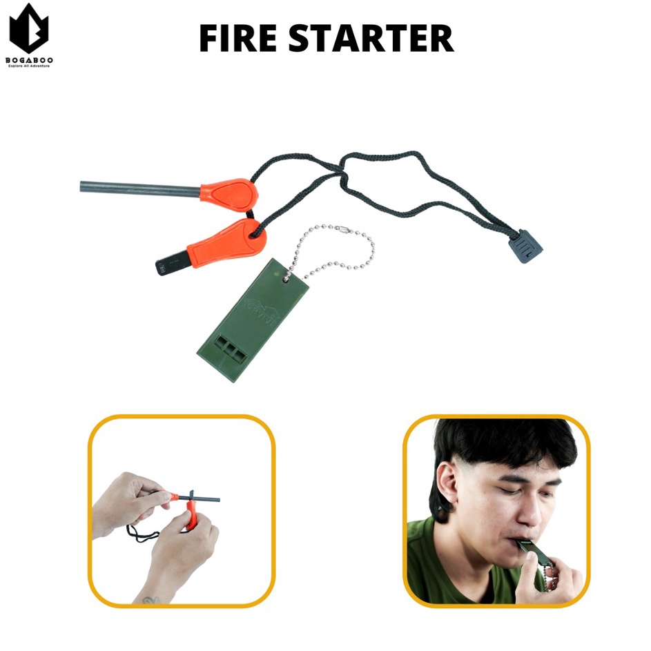 Jual Garansi Mutu COD Fire Starter Whistle Peluit Pemantik Api Magnesium Pembuat Api Darurat ...