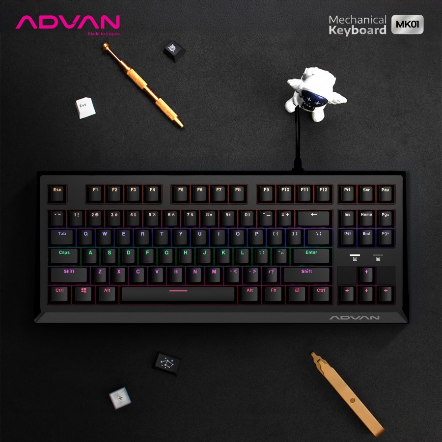 Jual Keyboard Gaming Advan MK01 TKL Mechanical Rainbow LED Anti ...