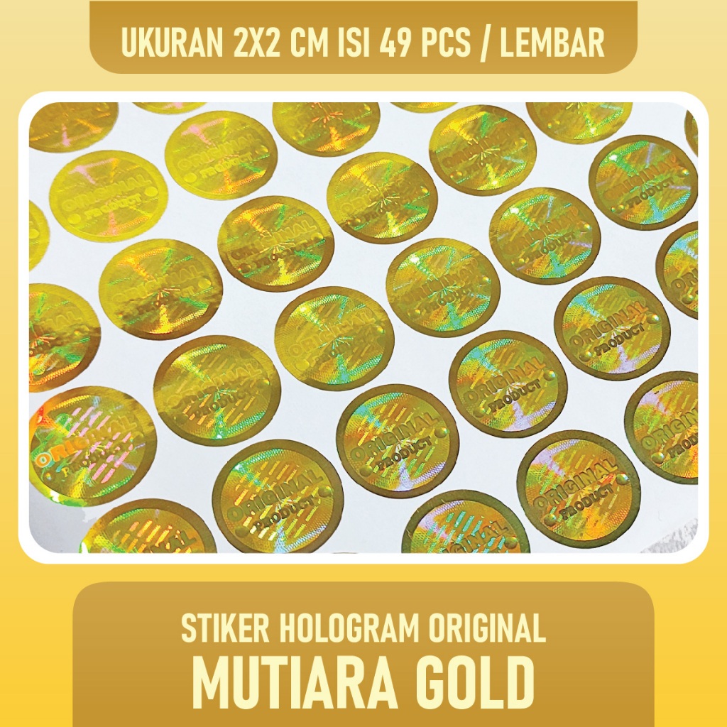 Jual Stiker Hologram Original BULAT _ MUTIARA 2x2 cm gold | Shopee ...