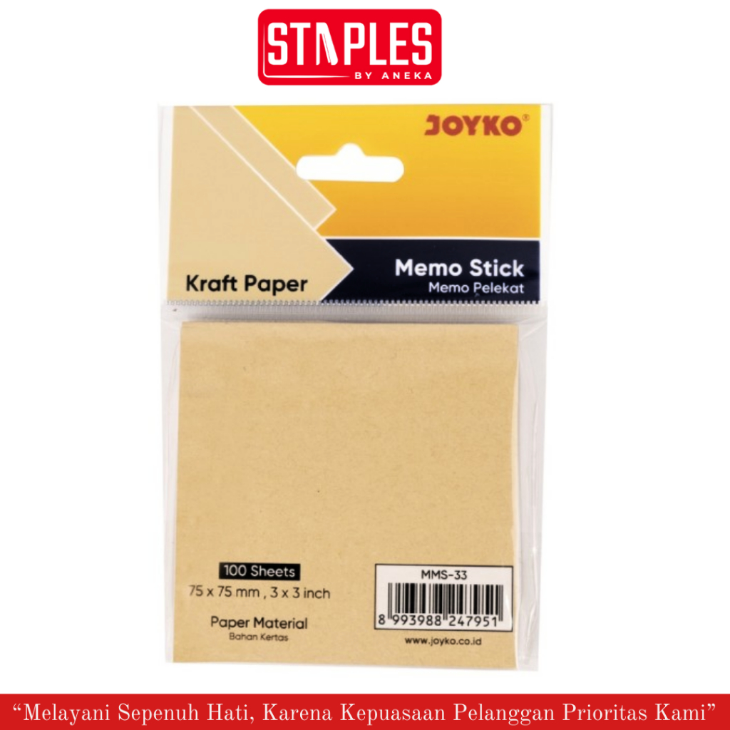 Jual Joyko Memo Stick Brown Kraft / Sticky Notes Kertas Memo MMS-33 ...