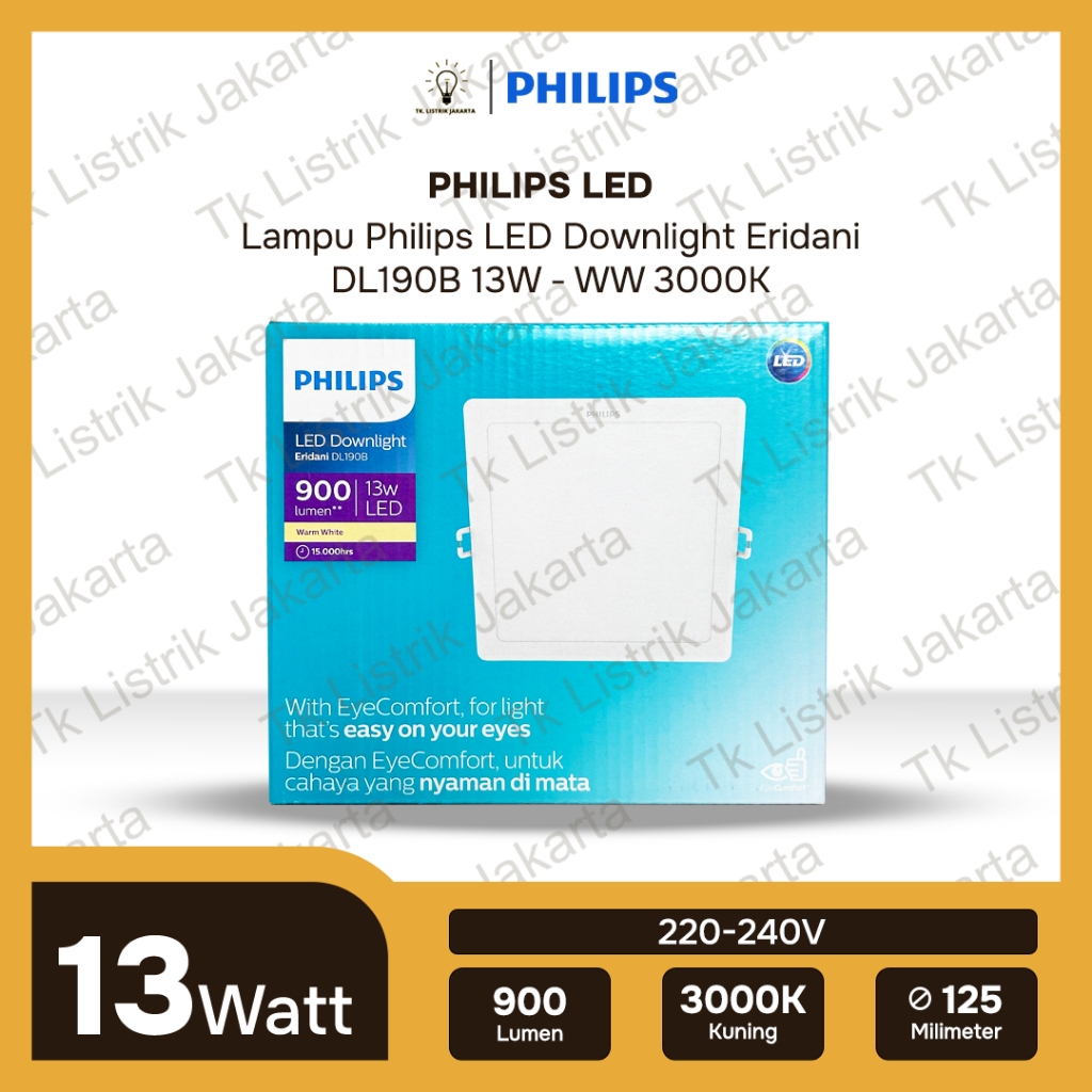 Jual Lampu Philips Downlight Kotak Eridani Led9 13W Kuning | Shopee Indonesia