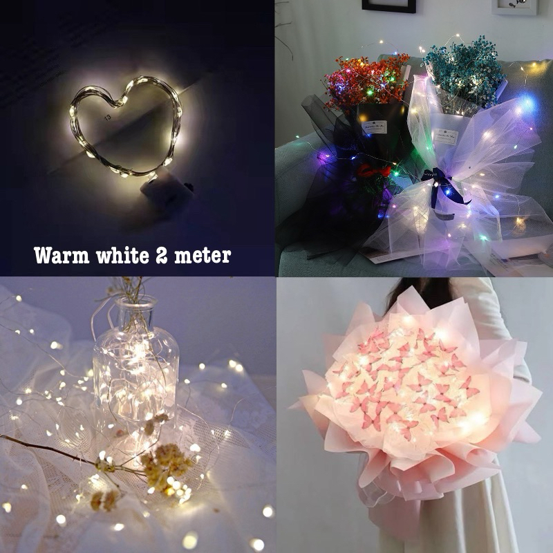 Jual Lampu led string warm white panjang 2 meter dapat baterai | Shopee ...