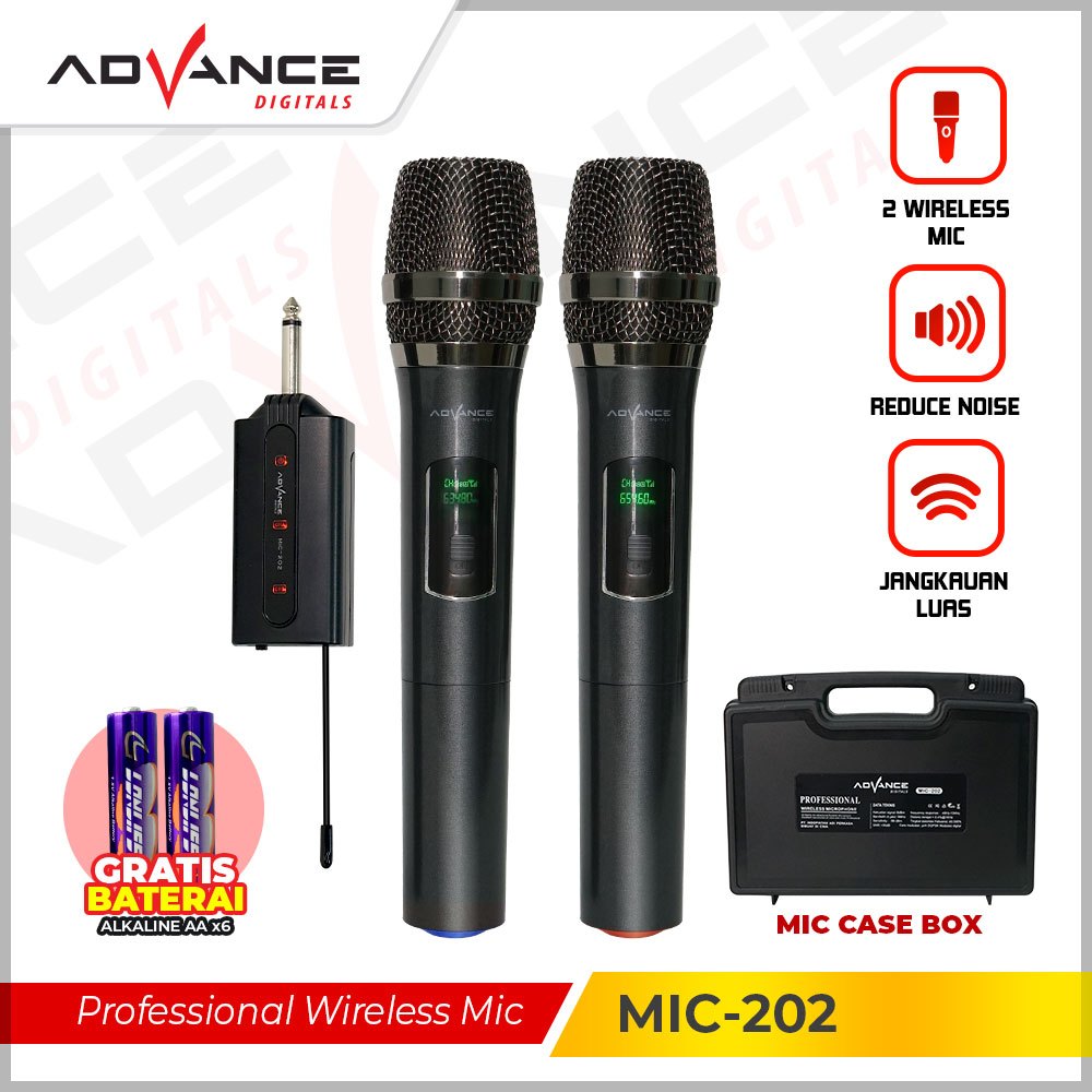 Jual Advance Dua Professional Microphone Wireless Mic Dengan kotak ...