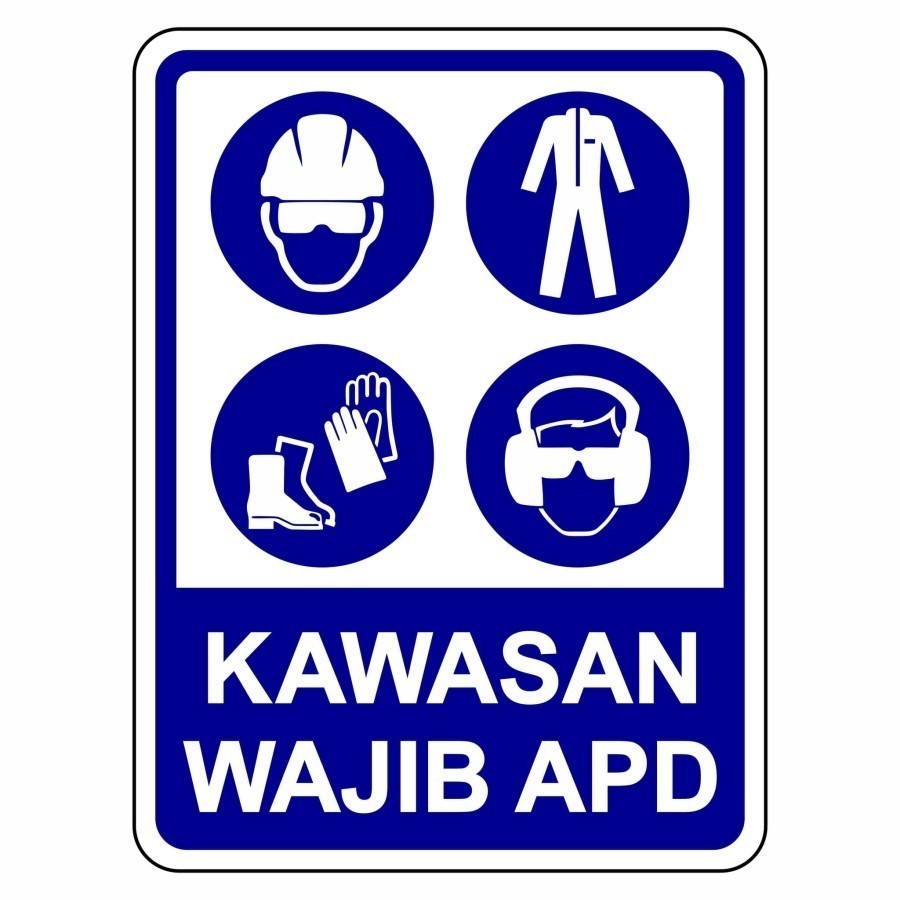 Jual sign stiker kawasan wajib apd / sticker wajib apd k3 safety 20x40cm | Shopee Indonesia