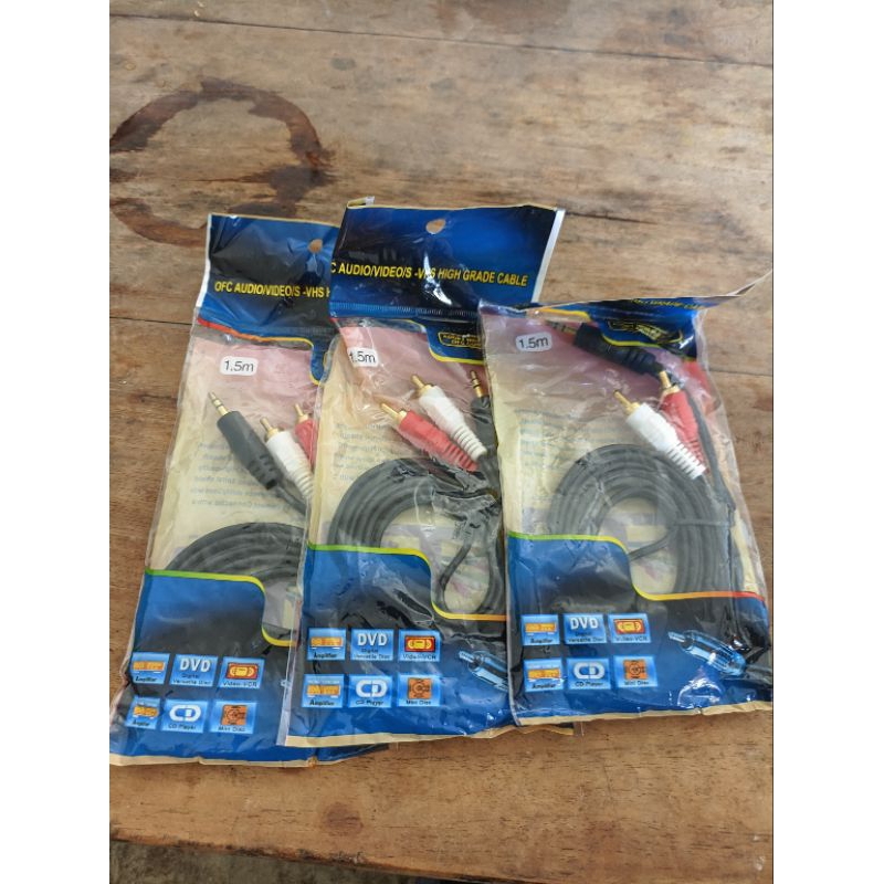 Jual kabel input model rca panjang 1,5meter/kabel input hp ke amplifier ...