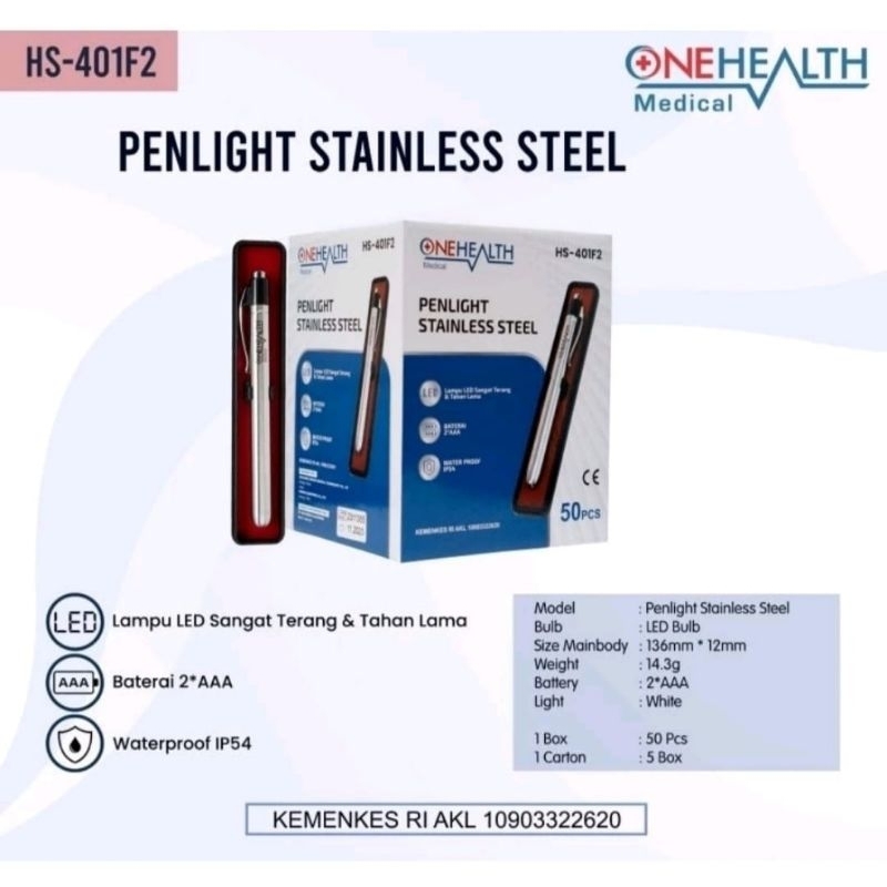 Jual Penlight LED Stainless Steel Onehealth | Shopee Indonesia