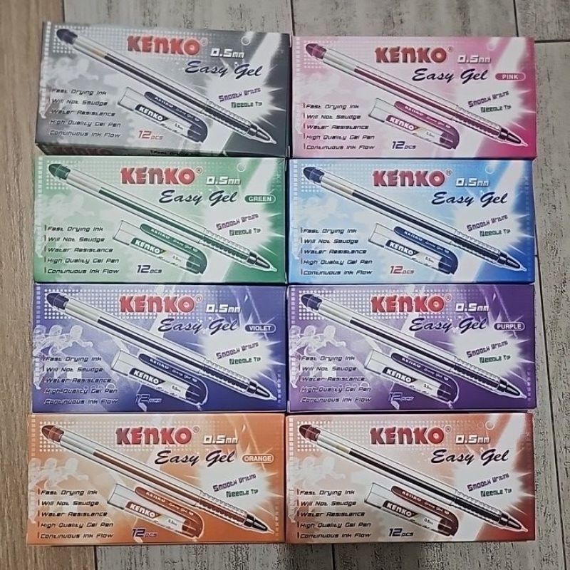 Jual KENKO EASY GEL PEN 0.5MM WARNA HITAM / BIRU / RED / ORANGE / GREEN / VIOLET PURPLE / PINK ...