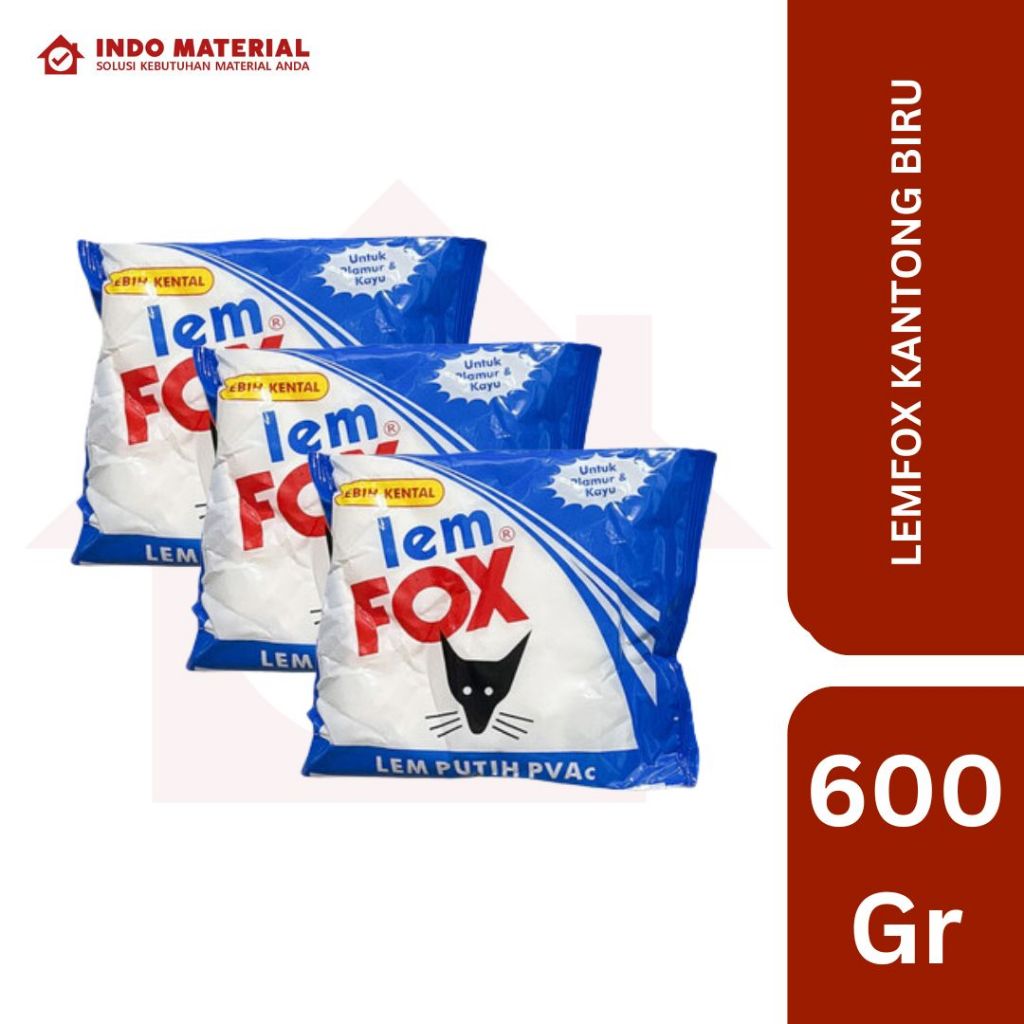 Jual Lem Fox Putih PVAC Kantong Biru Kental 600 gr l Lem Putih Serbaguna | Shopee Indonesia