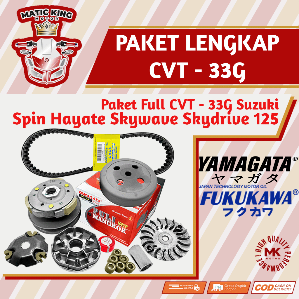 Jual Paket Full Upgrade CVT Suzuki Spin Skywave Skydrive Hayate 125 33G Yamagata Fukukawa ...