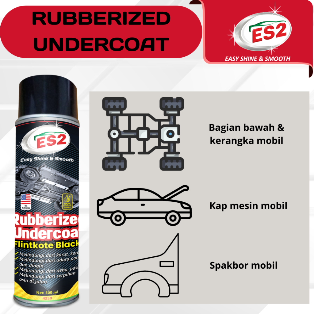Jual ES2 Anti Karat Mobil & Motor Semprot 500 ML Rubberized Undercoat ...