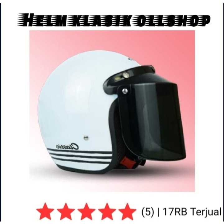 Jual HELM BOGO KLASIK KACA DATAR PUTIH STANDART SNI | Shopee Indonesia