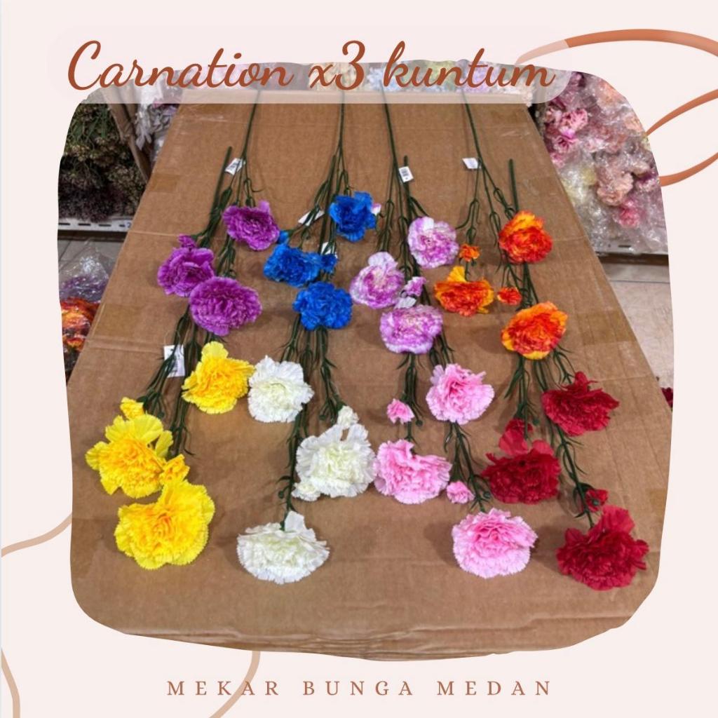 Jual (JB 33) - Bunga Artifisial Carnation Spray x3 Kuntum ACC Tangkai ...