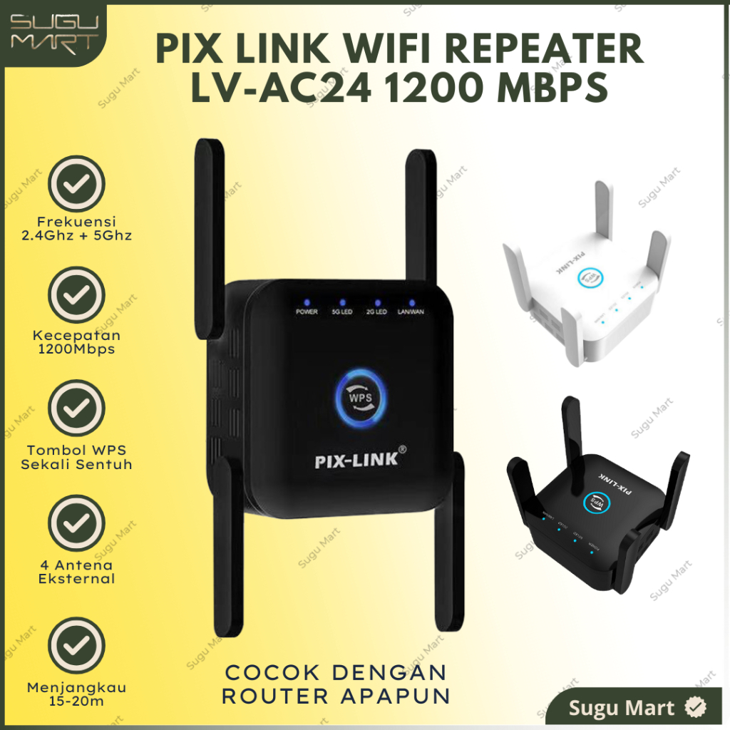 Jual Pix Link Wifi Repeater 1200Mbps 2.4G + 5G LV-AC24 | Repeater Wiffi ...