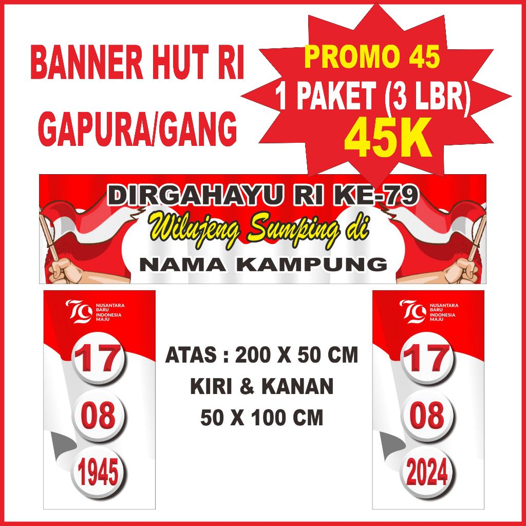 Jual BANNER HUT RI 80 UNTUK DI PASANG DI GAPURA ATAU GANG KAMPUNG ...