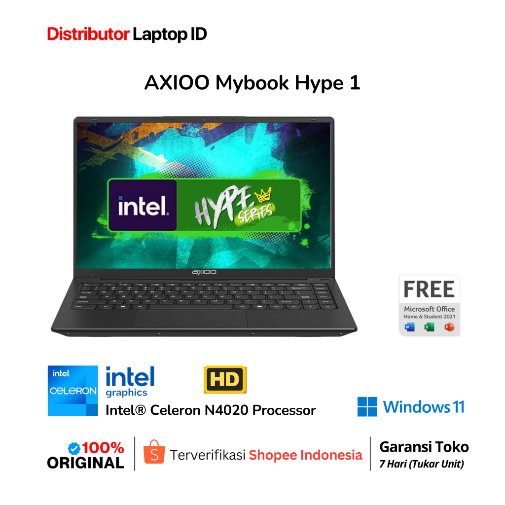 Jual AXIOO Mybook HYPE 1 / Celeron N4020 / RAM 4GB 8GB / 128GB 384GB SSD / 14inch HD / Windows ...
