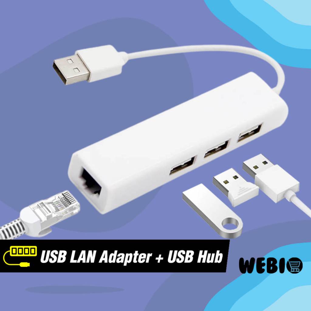 Jual USB 2.0 Ethernet Adapter to RJ45 LAN with USB Hub 3 Port Converter ...