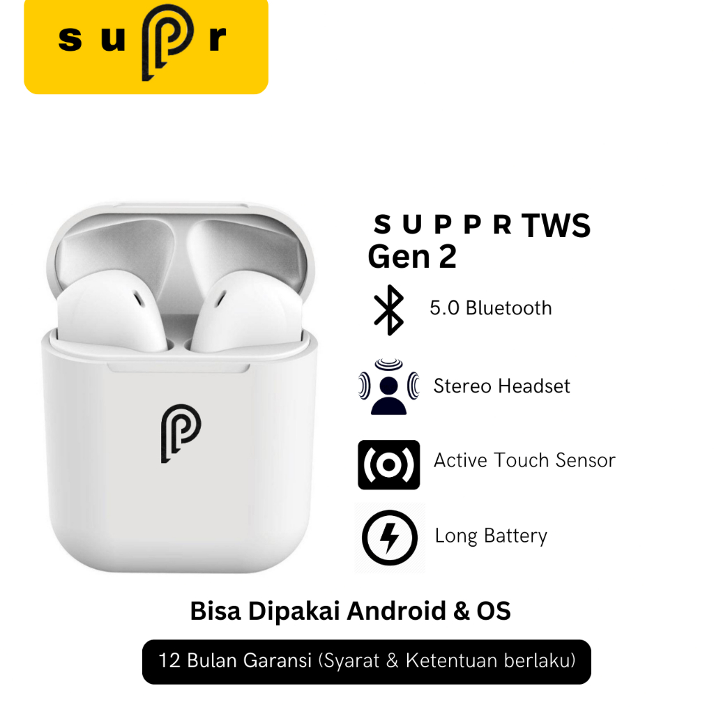 Jual Headset TWS Gen 2 Wireless Charging Case by Suppr | Shopee Indonesia