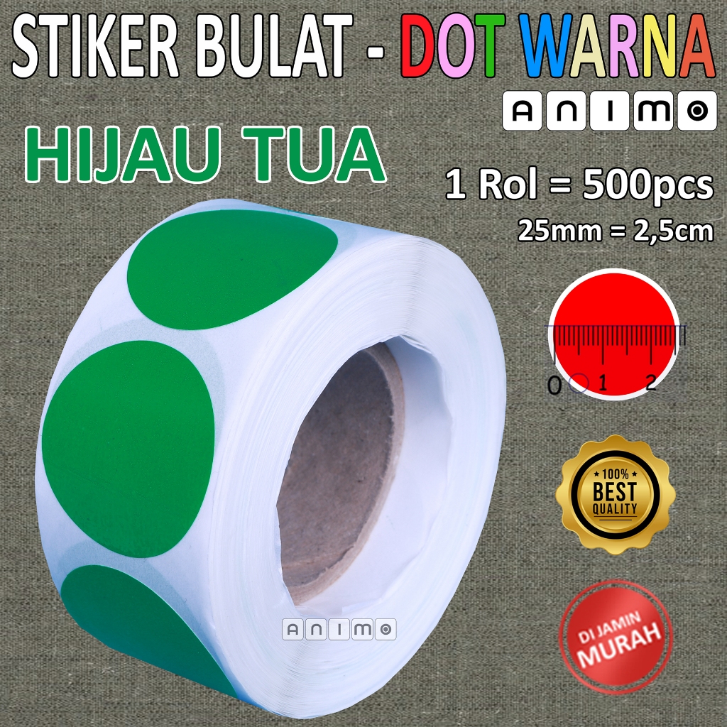 Jual Stiker Bulat Warna - COLOR DOT STICKERS - ROL 25 MM = 2,5 CM ...
