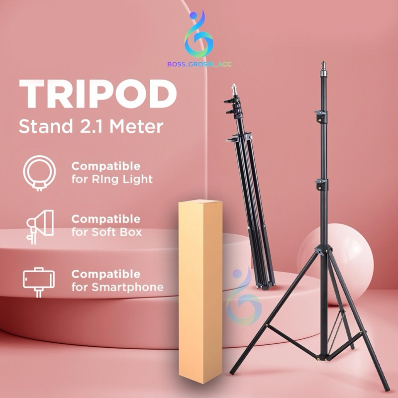 Jual Tripod 2,1 meter Light Stand Tripod Universal 2 meter Multifungsi Live Streaming Tripod ...