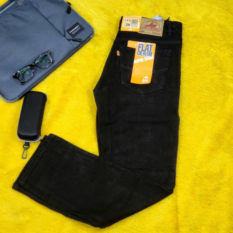 Jual COD // JEANS HITAM PEKAT STANDAR REGULER // CELANA JEANS HITAM ...