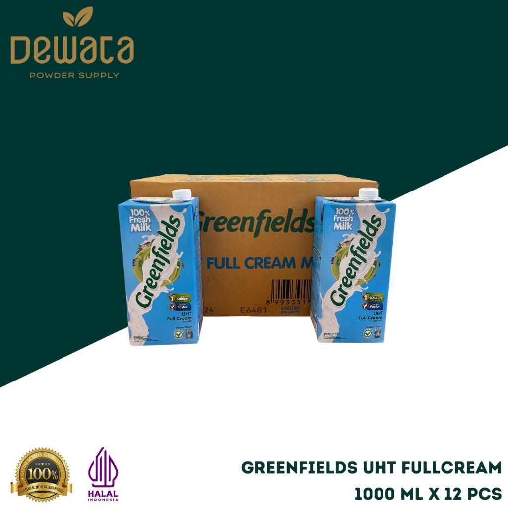 Jual Greenfields UHT Full Cream 1000 ml ( 1 Dus x 12 Pcs ) | Shopee ...
