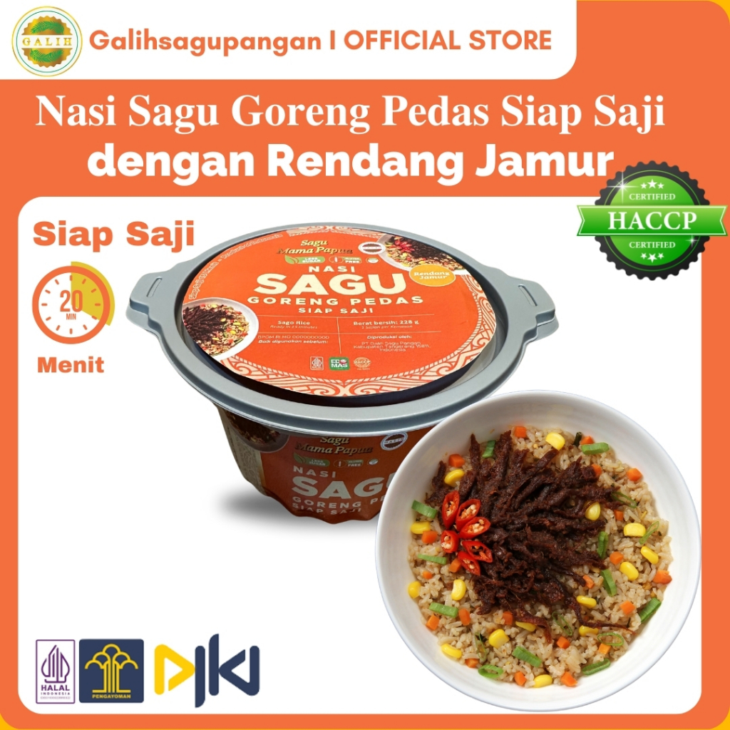Jual Nasi Sagu Goreng Pedas Siap Saji dengan Rendang Jamur | Shopee ...