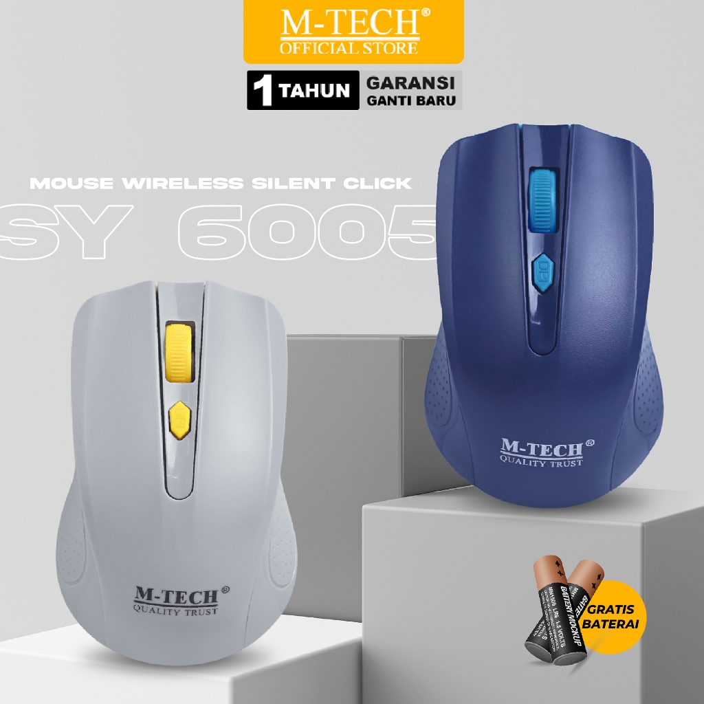 Jual MTECH Mouse Wireless SY 6005 Silent Click Free Battery untuk PC ...