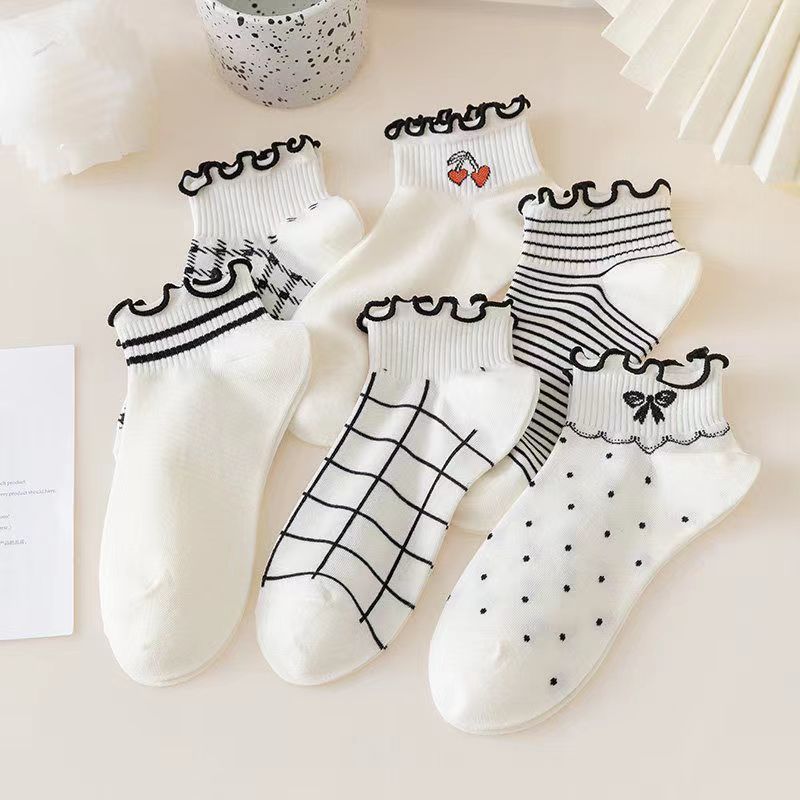 Jual KR66 Kaos Kaki Pendek Wanita Kaos Kaki Ruffle Lolita Cute Japanese ...