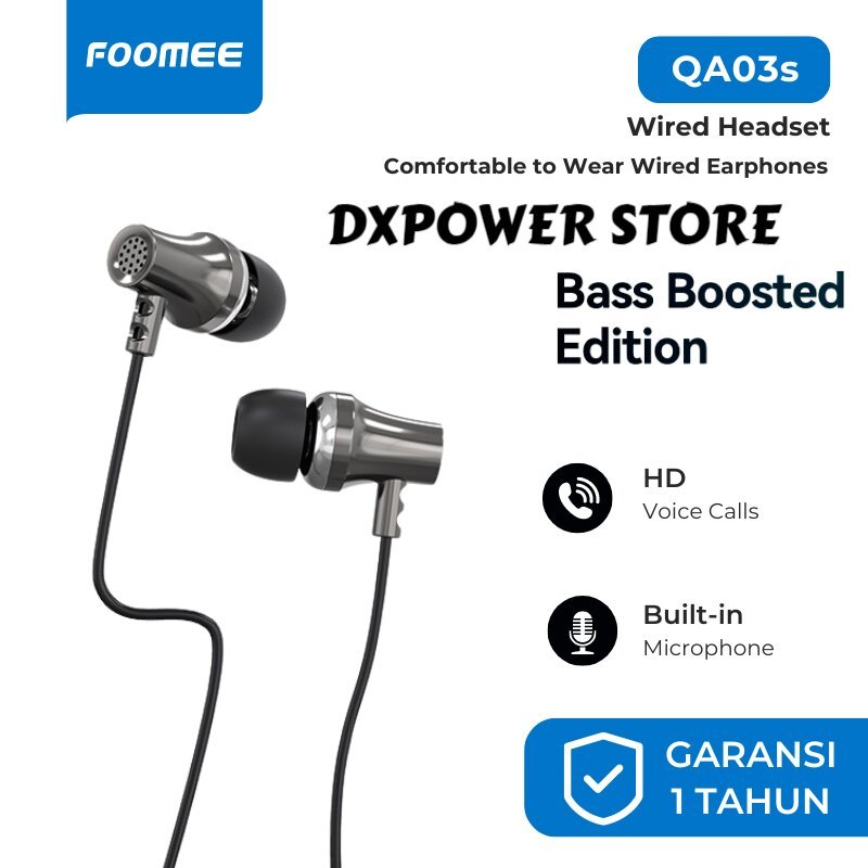 Jual FOOMEE QA03S WIRED EARPHONE IN-EAR BASS BOOSTED EDITION/HEADSET ...