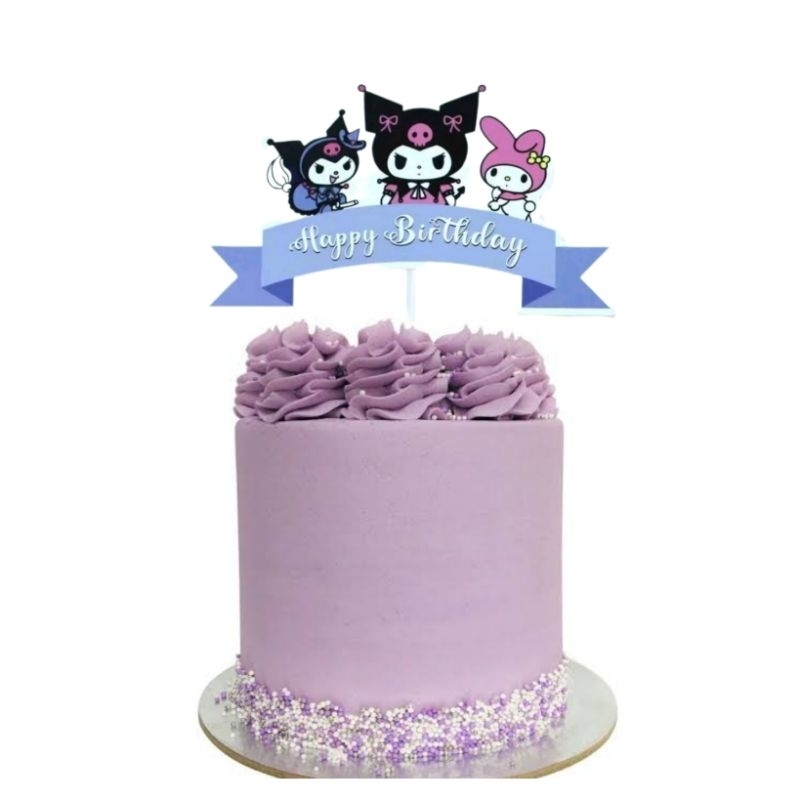 Jual Cake topper KUROMI HBD dekorasi kue hiasan kue ulang tahun paket ...