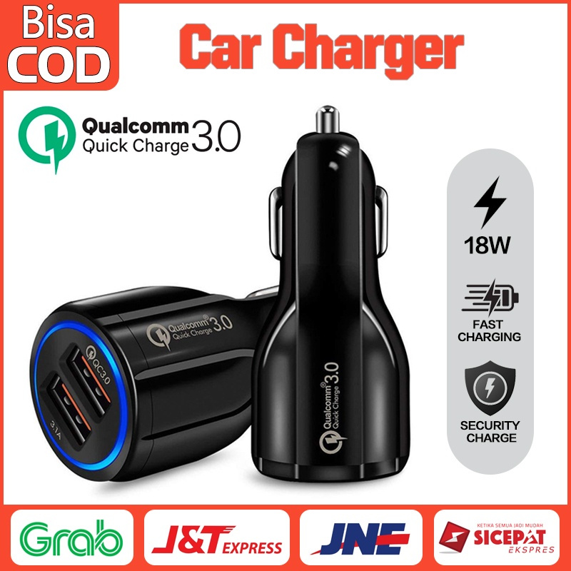 Jual USB Casan Mobil Charger Mobil Fast Charging 3.0 3.1A 2 Port LED ...