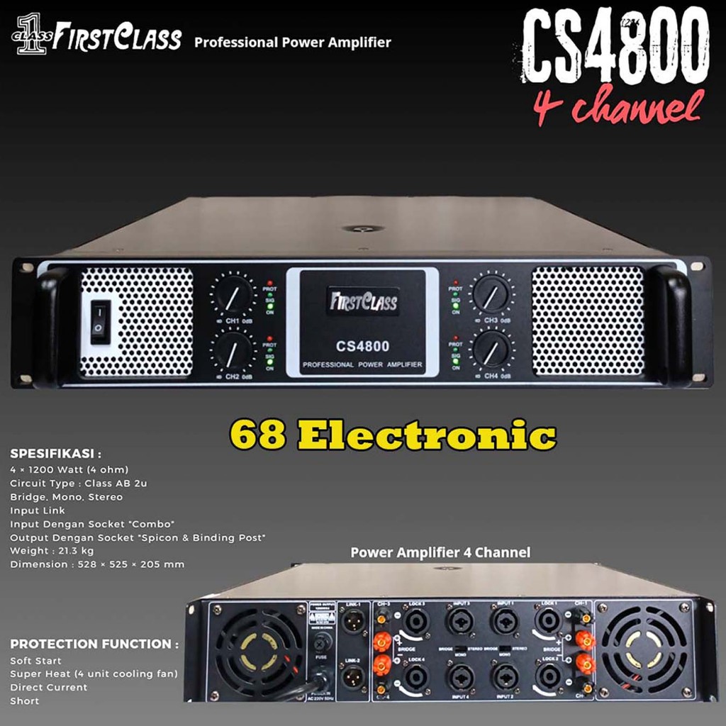 Jual Firstclass Power Amplifier CS4800 CS 4800 CS-4800 cs4800 1200W × 4 Original | Shopee Indonesia
