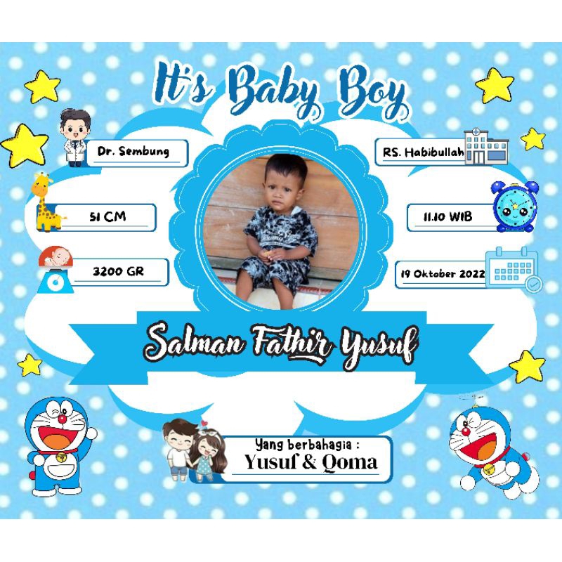 Jual Banner Nama Bayi baru lahir / Biodata anak / Banner nama kelahiran ...