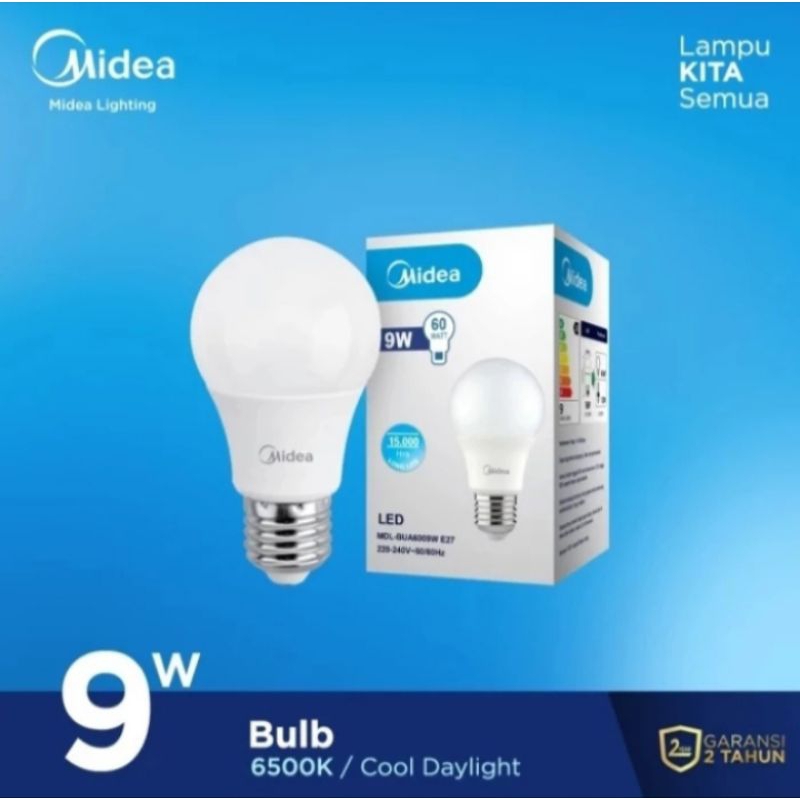 Jual 9 Watt Midea Led Bulb 6500K/ 810Lm/ Cool Daylight/ Socket E27 ...