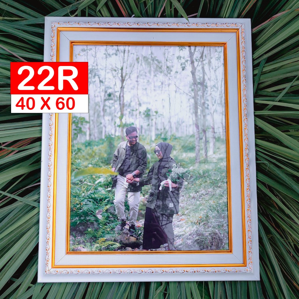 Jual PROMO BINGKAI 22R (40X60) / BINGKAI FOTO 20R UKIR PUTIH PLUS LINE ...
