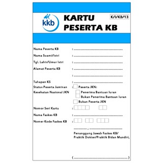 Jual Kartu Peserta KB (Keluarga Berencana), KARTU KB, KARTU KKB, KERTAS ...