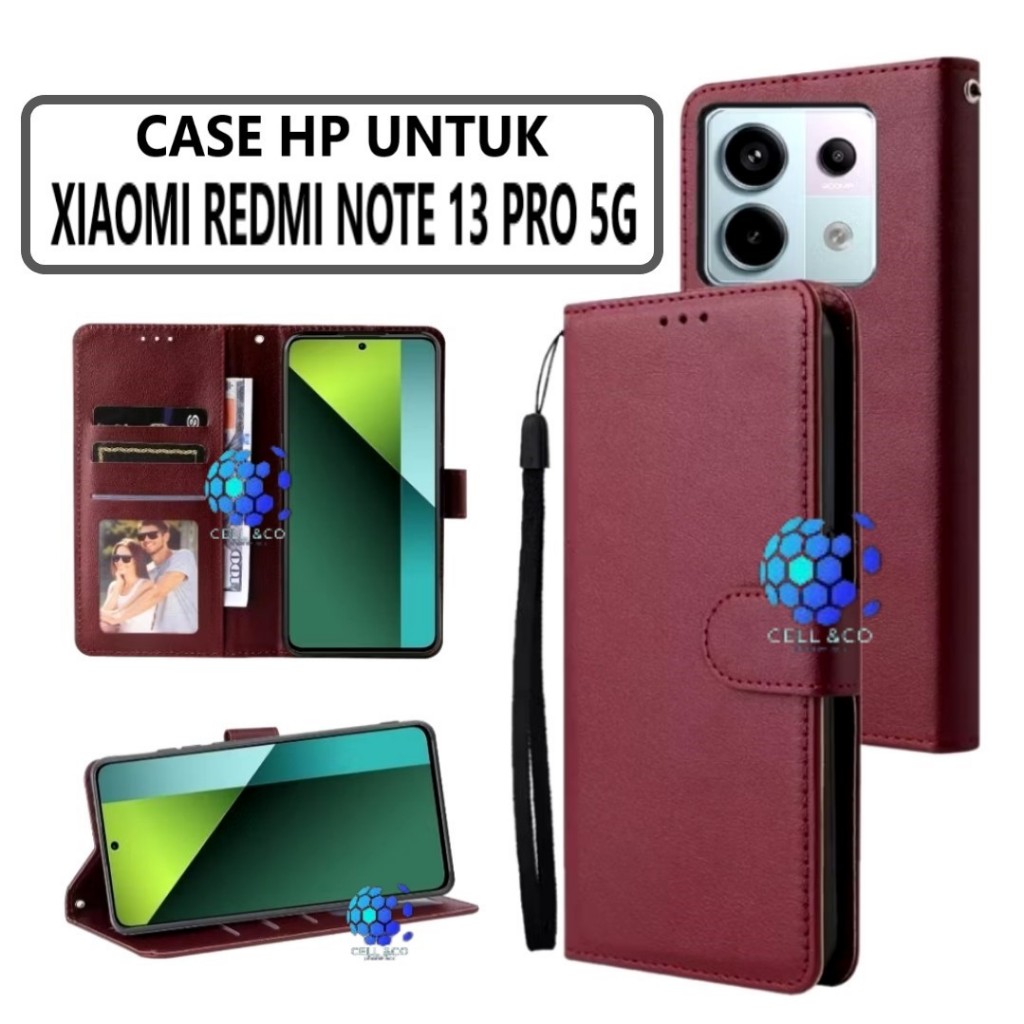 Jual CASE HP XIAOMI REDMI NOTE 13 PRO 5G CASE FLIP LEATHER WALLET PREMIUM FLIP CASE BUKA TUTUP ...