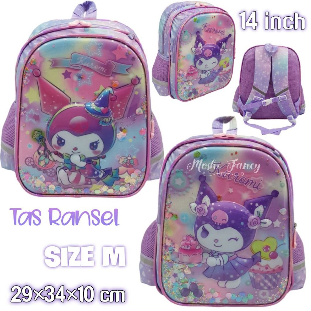 Jual Tas Ransel Kuromi size TK dan SD / Tas Sekolah Anak Motif Kuromi / Backpack School Kuromi ...