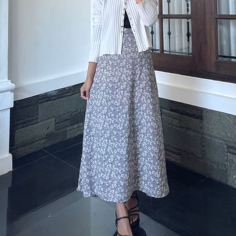 Jual ROK MOTIF BUNGA KOREA | FLORAL SKIRT | ROK A-LINE MOTIF BUNGA ...
