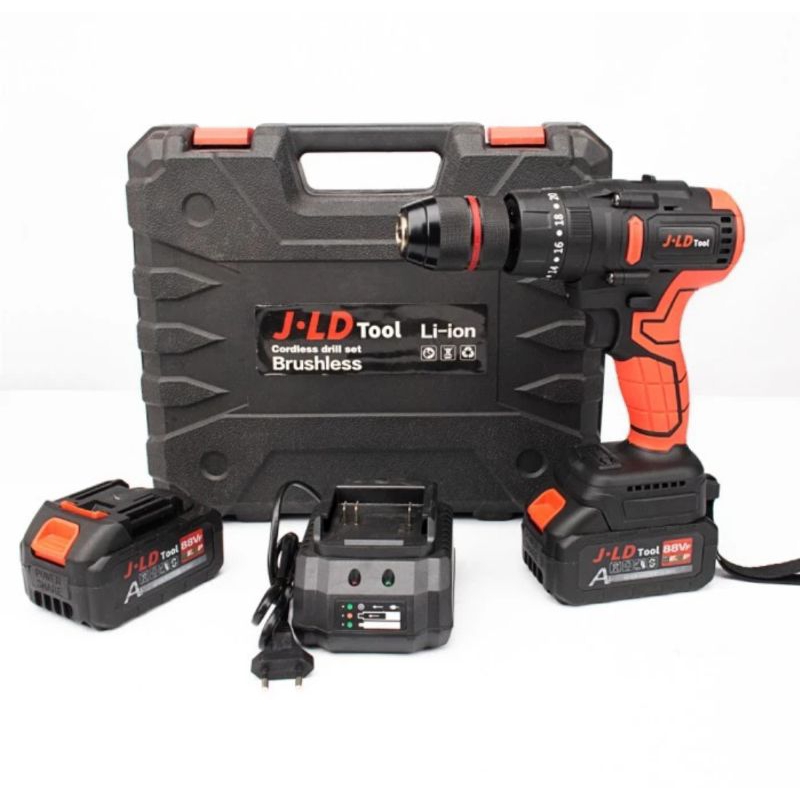 Jual JLD Mesin bor Cordless Drill 2 Baterai 88V Brushless Impact bor 3 ...